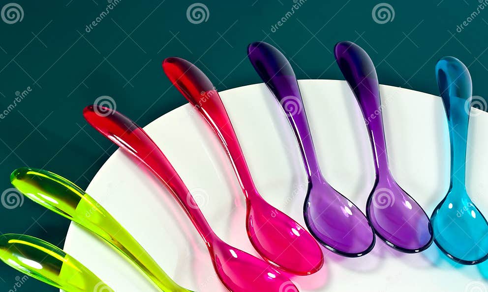 Lots of Bright Coloured Spoons. Stock Image - Image of colors, closeup ...