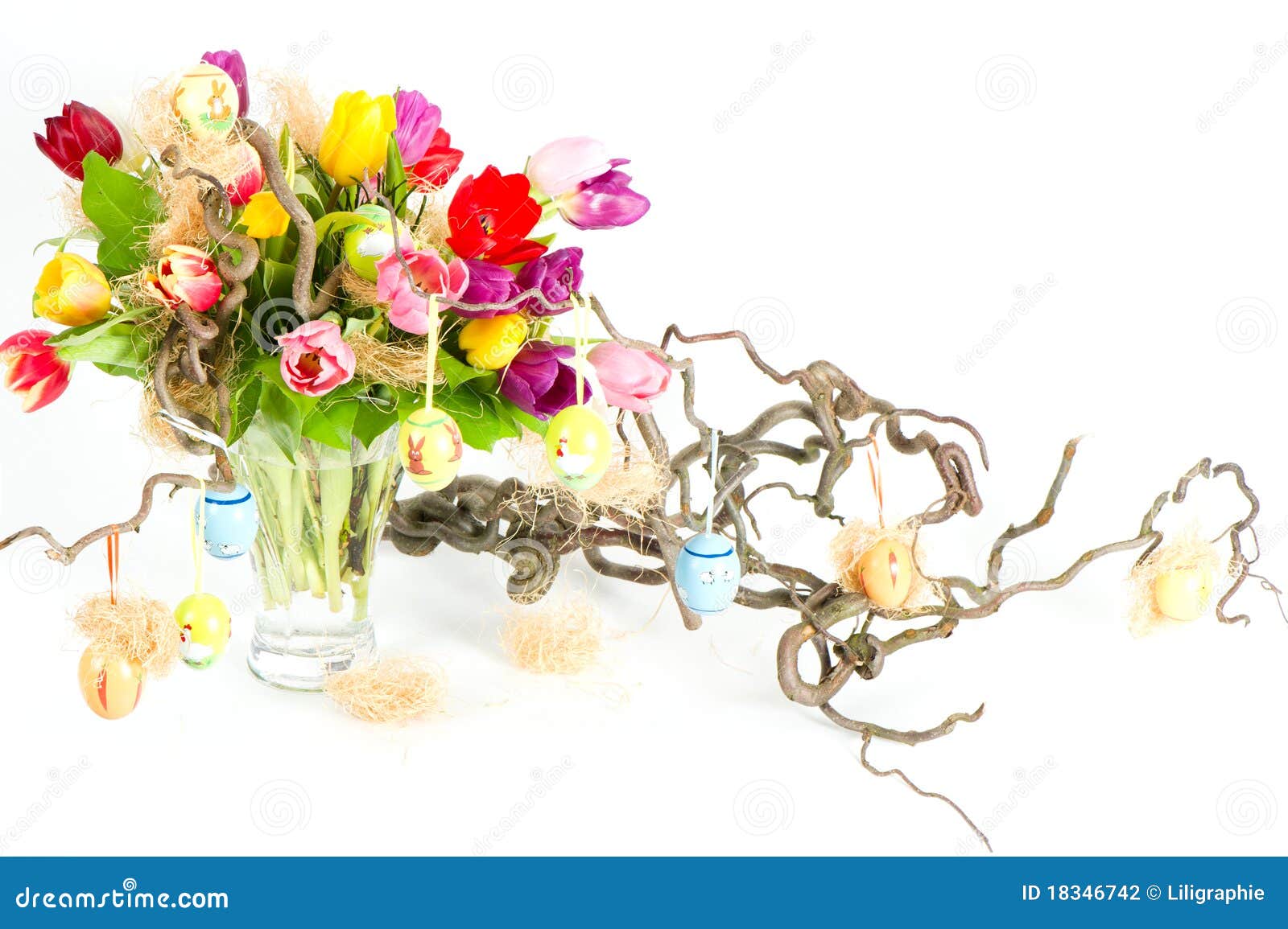 Colorful Spring Easter Tulips Bouquet Stock Photo - Image of ...