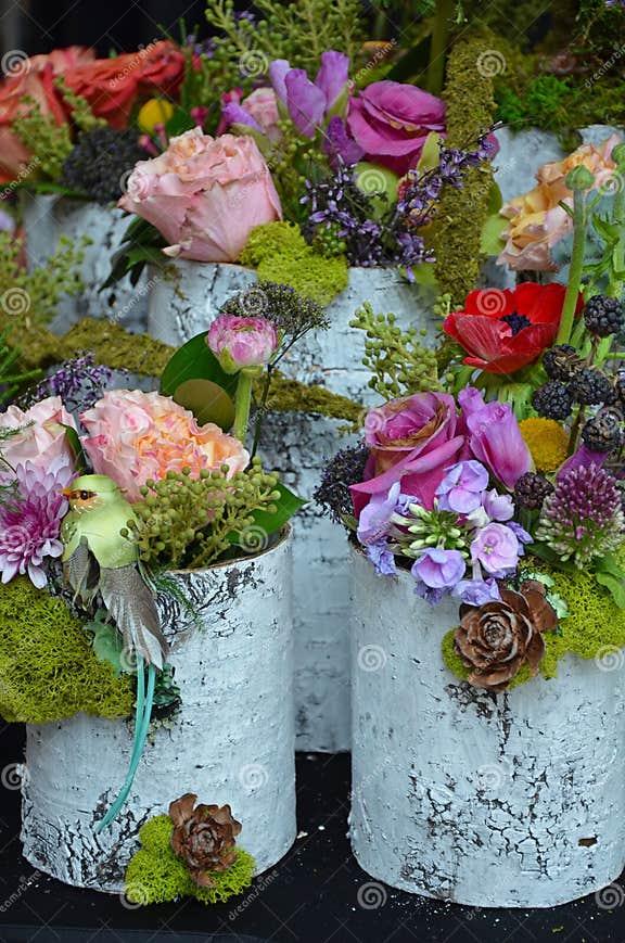 Colorful Spring Flower Arrangements Stock Image - Image of rose, nature ...