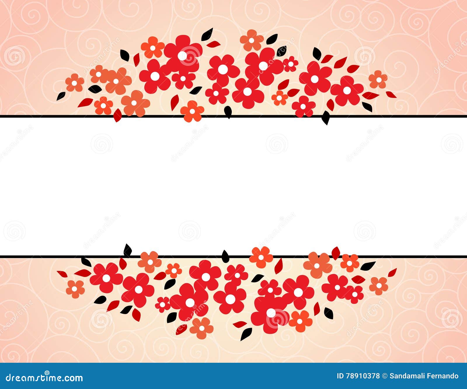 Colorful Spring Flowers Border Stock Illustration - Illustration of ...