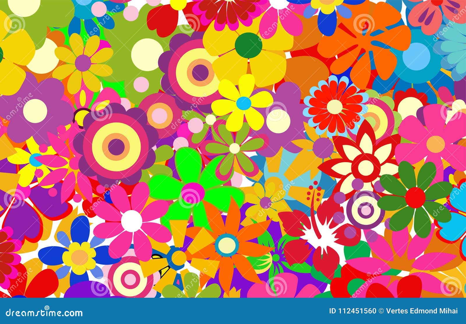 Colorful spring flowers stock vector. Illustration of nature - 112451560