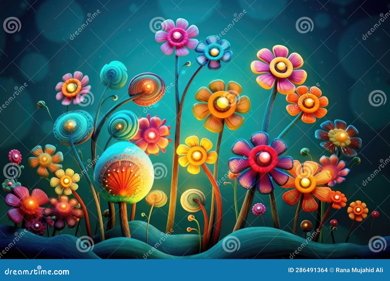 Colorful Spring Flowers Whimsical Wall Mockup, Generative AI Stock ...