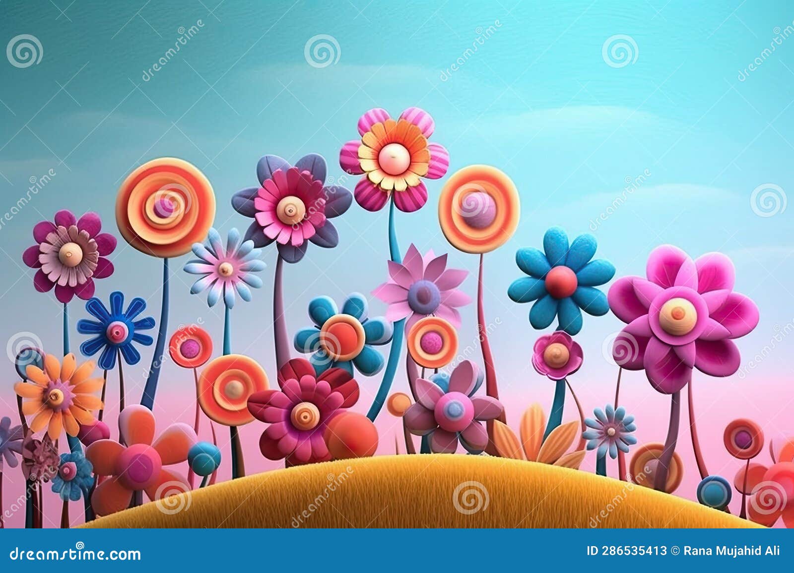 Colorful Spring Flowers Whimsical Wall Mockup, Generative AI Stock ...