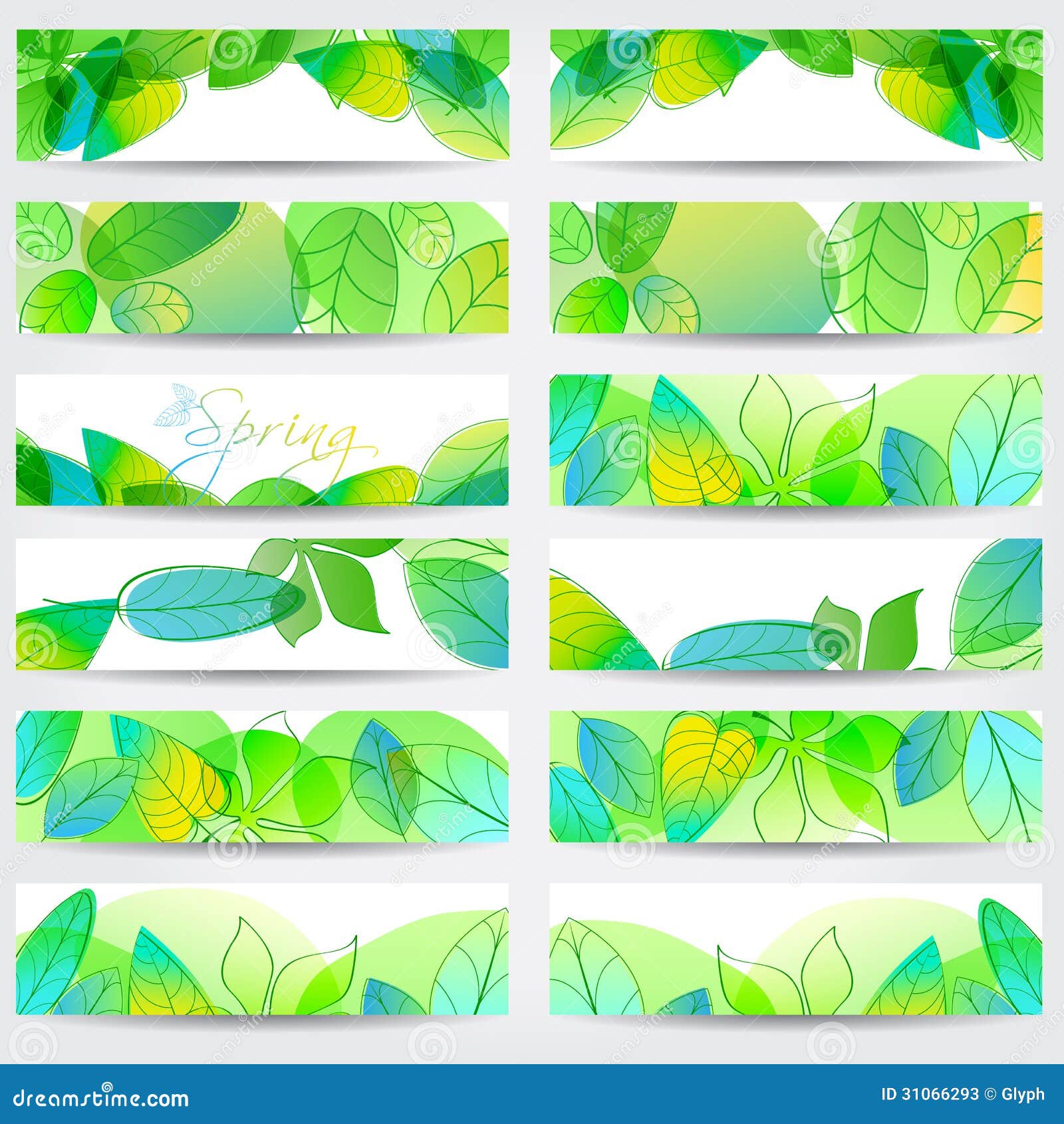 Colorful Spring Leaves Banners Stock Vector - Illustration of frame ...