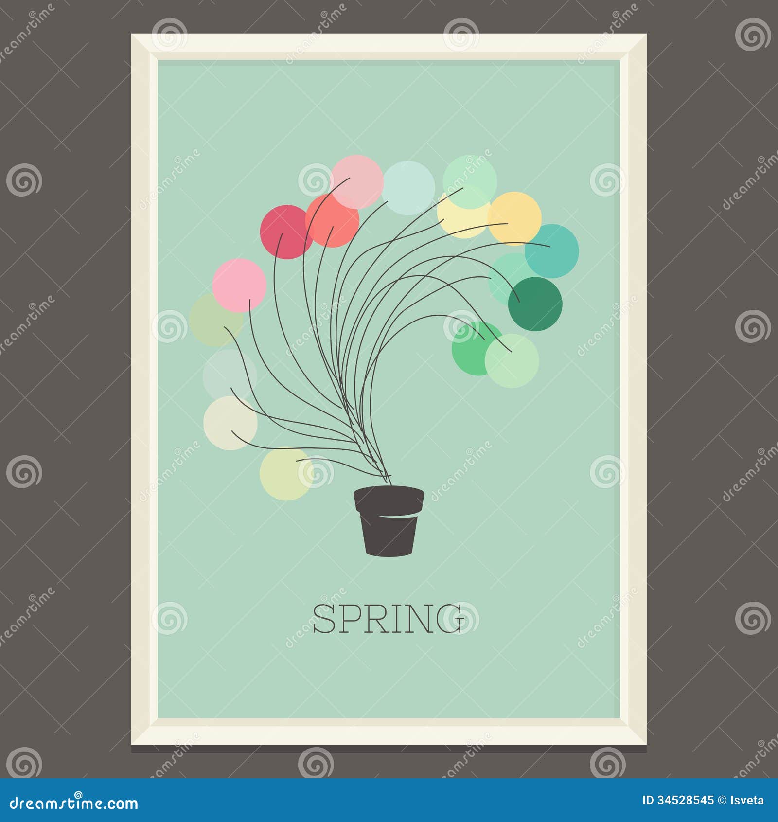 Colorful Spring Poster with Magic Plant Stock Vector - Illustration of ...