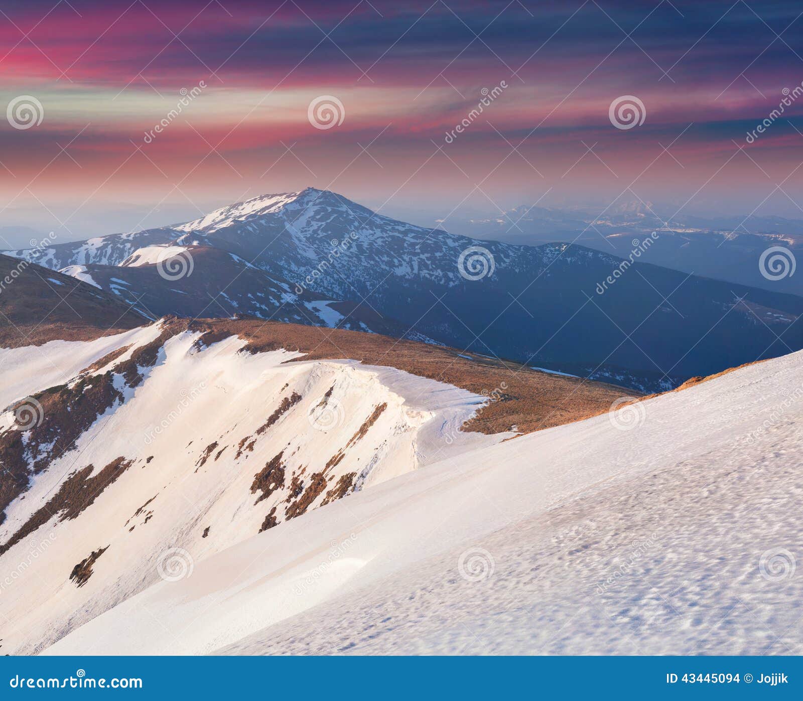 Colorful Spring Sunrise in the Mountains. Stock Photo - Image of ...