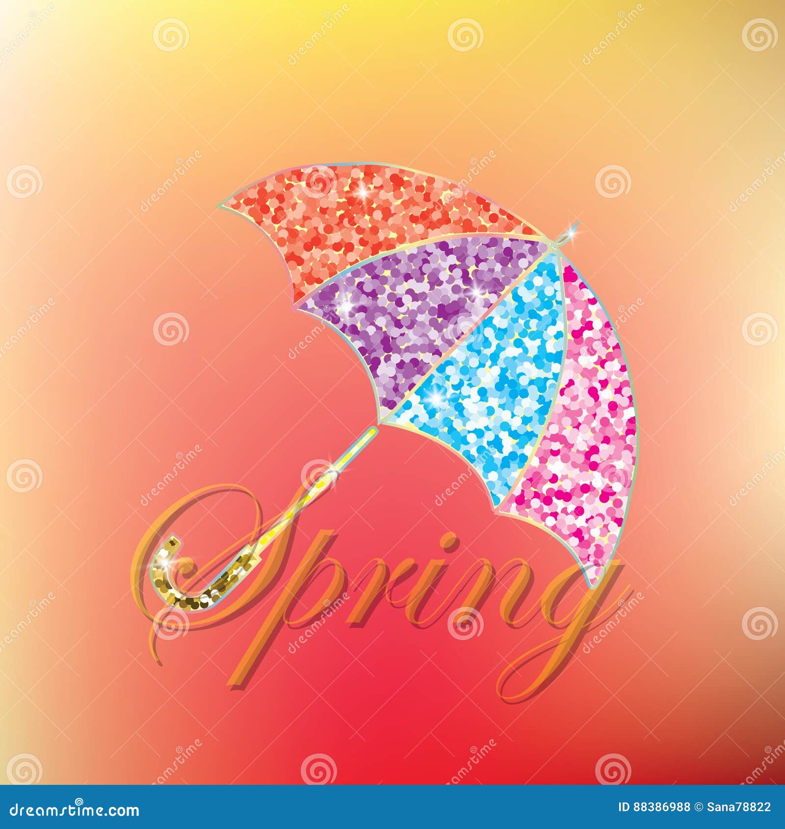 Colorful Spring Umbrella. Beautiful Festive Background Stock Vector ...