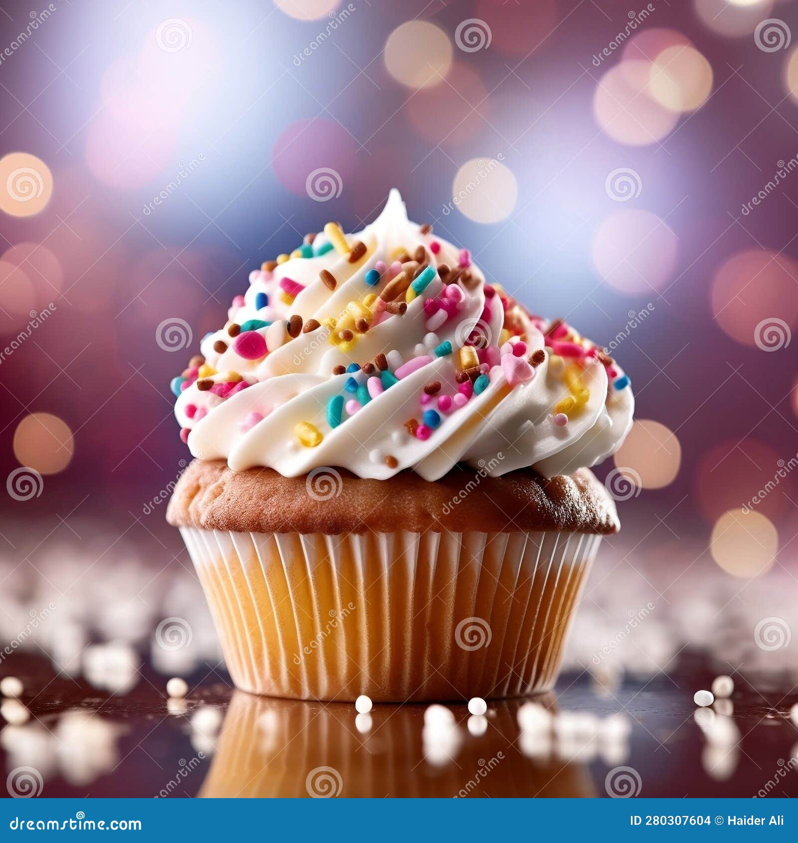 Colorful Sprinkled Cupcake, Hyperrealistic CloseUp. Generative AI Stock ...