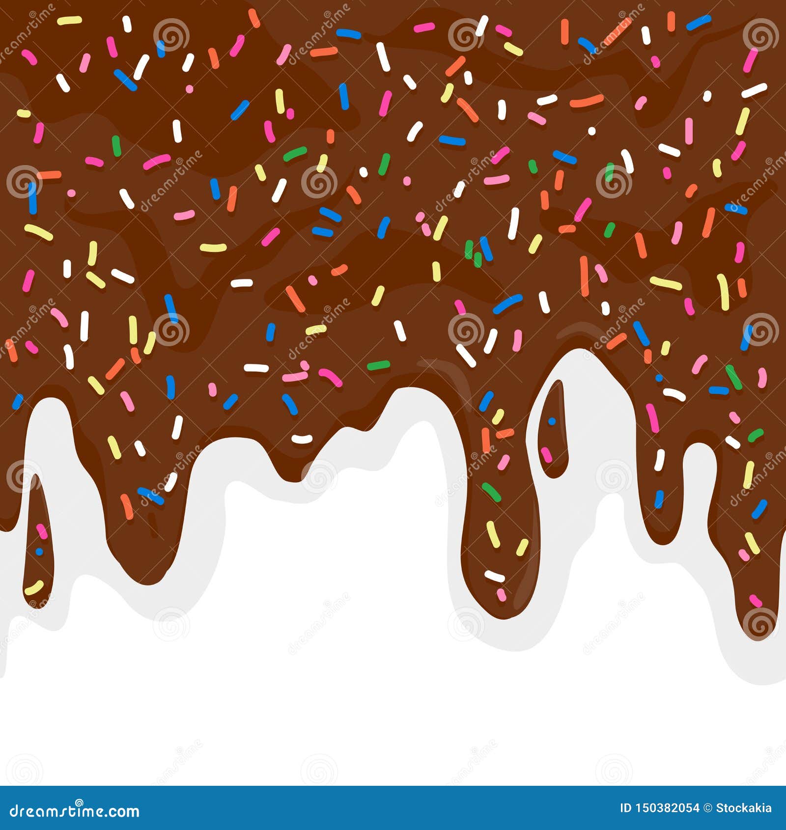 Dripping Chocolate Background With Colorful Sugar Sprinkles Vector