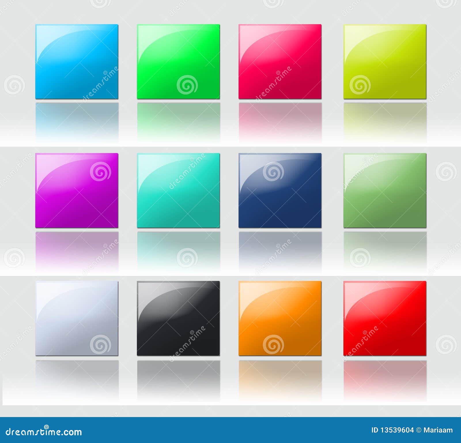 Colorful square buttons stock illustration. Illustration of reflected ...