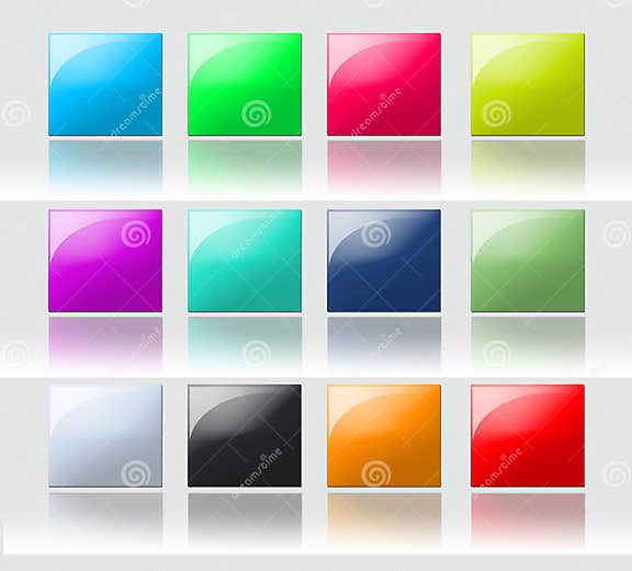 Colorful square buttons stock illustration. Illustration of reflected ...