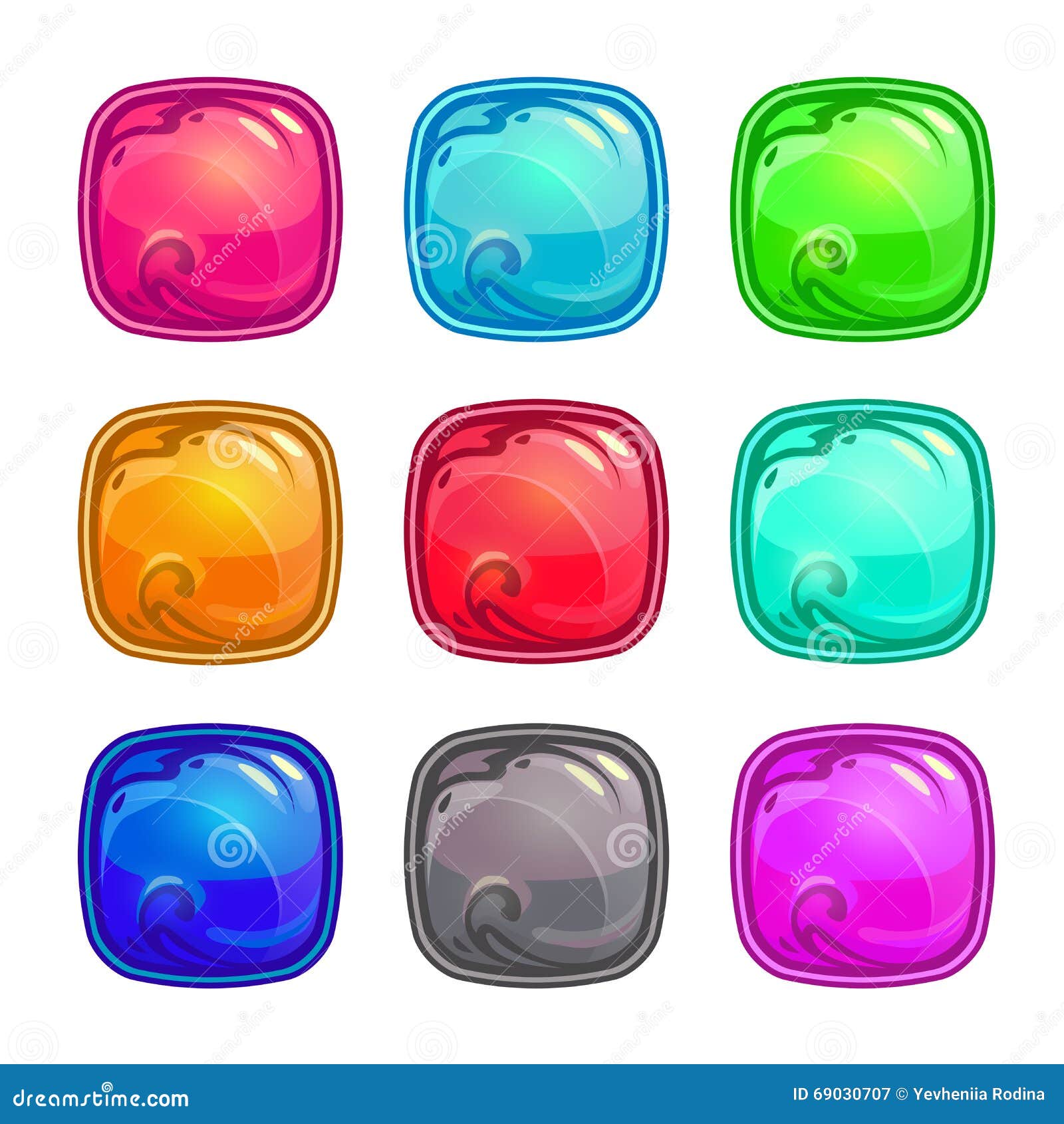 Colorful Square Buttons Set Stock Vector - Illustration of cartoon ...