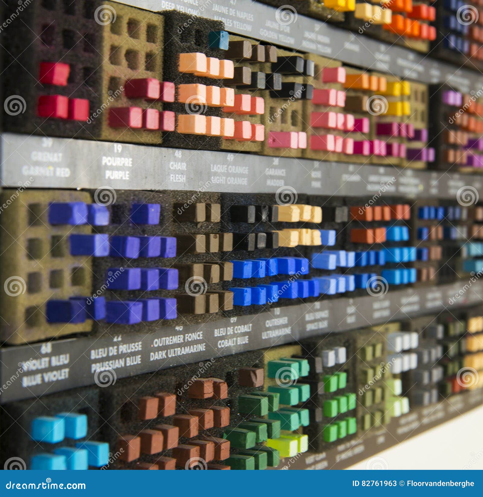 Colorful Square Crayons Sorted in Black Box Stock Image - Image of ...