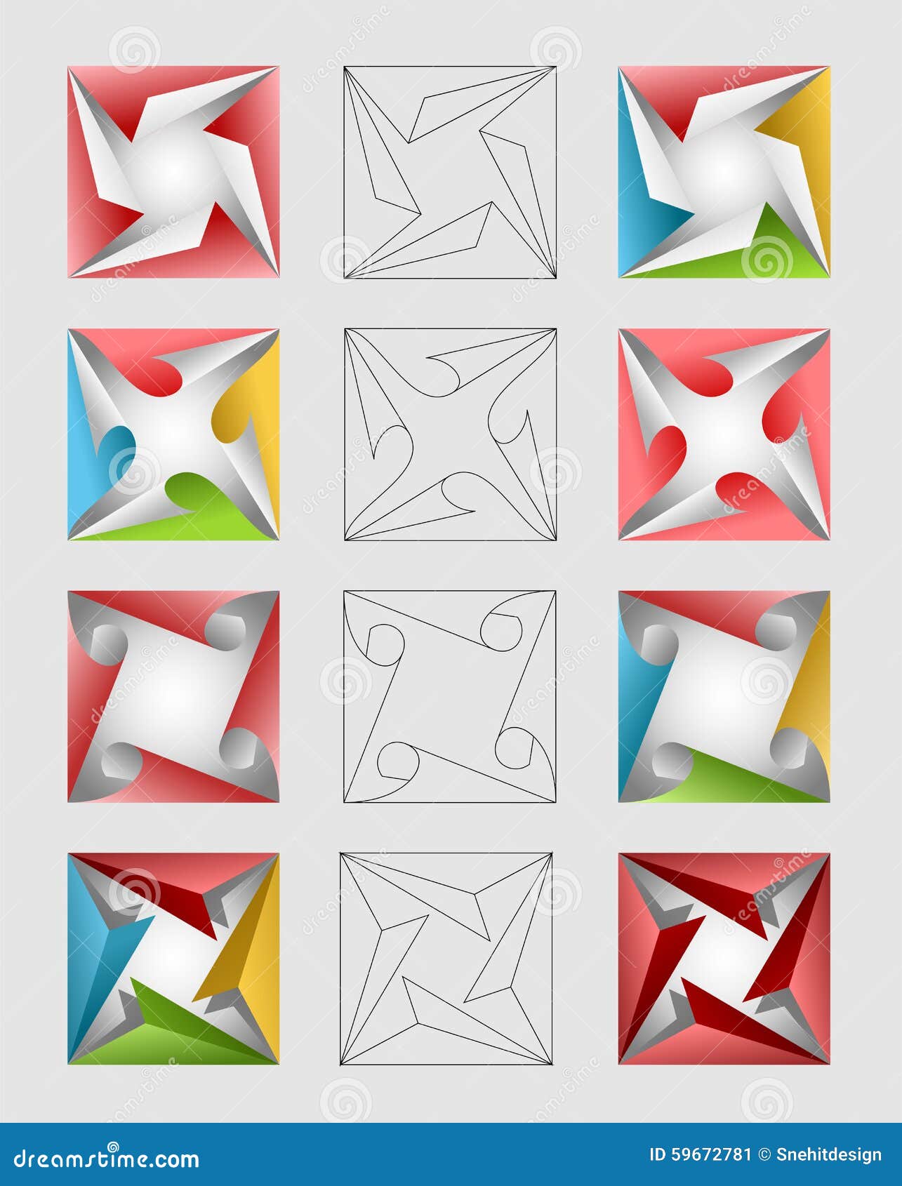 Colorful Square Design Elements Stock Illustration - Illustration of ...