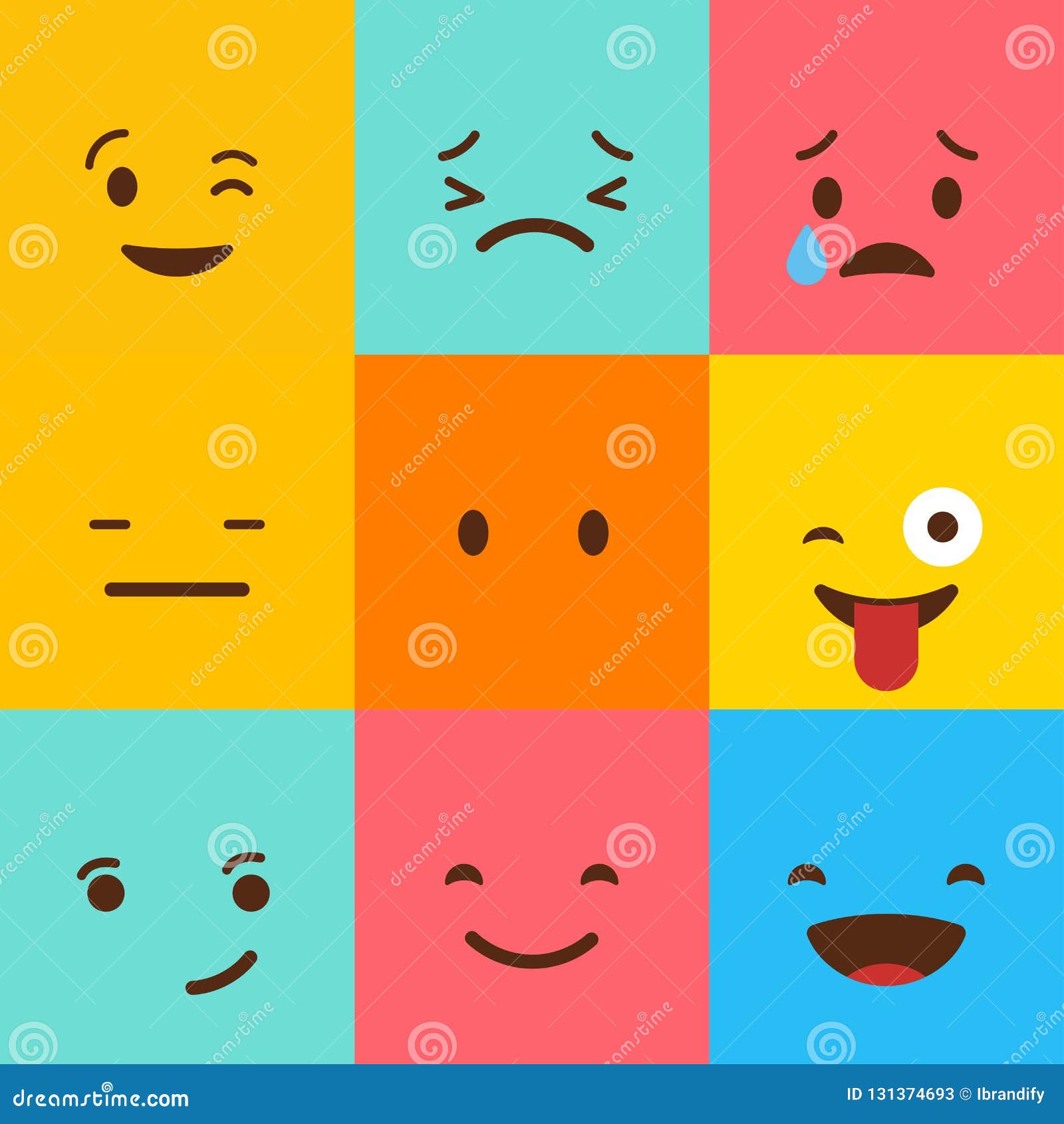 Colorful Square Emojis Set Vector Stock Vector - Illustration of angry ...