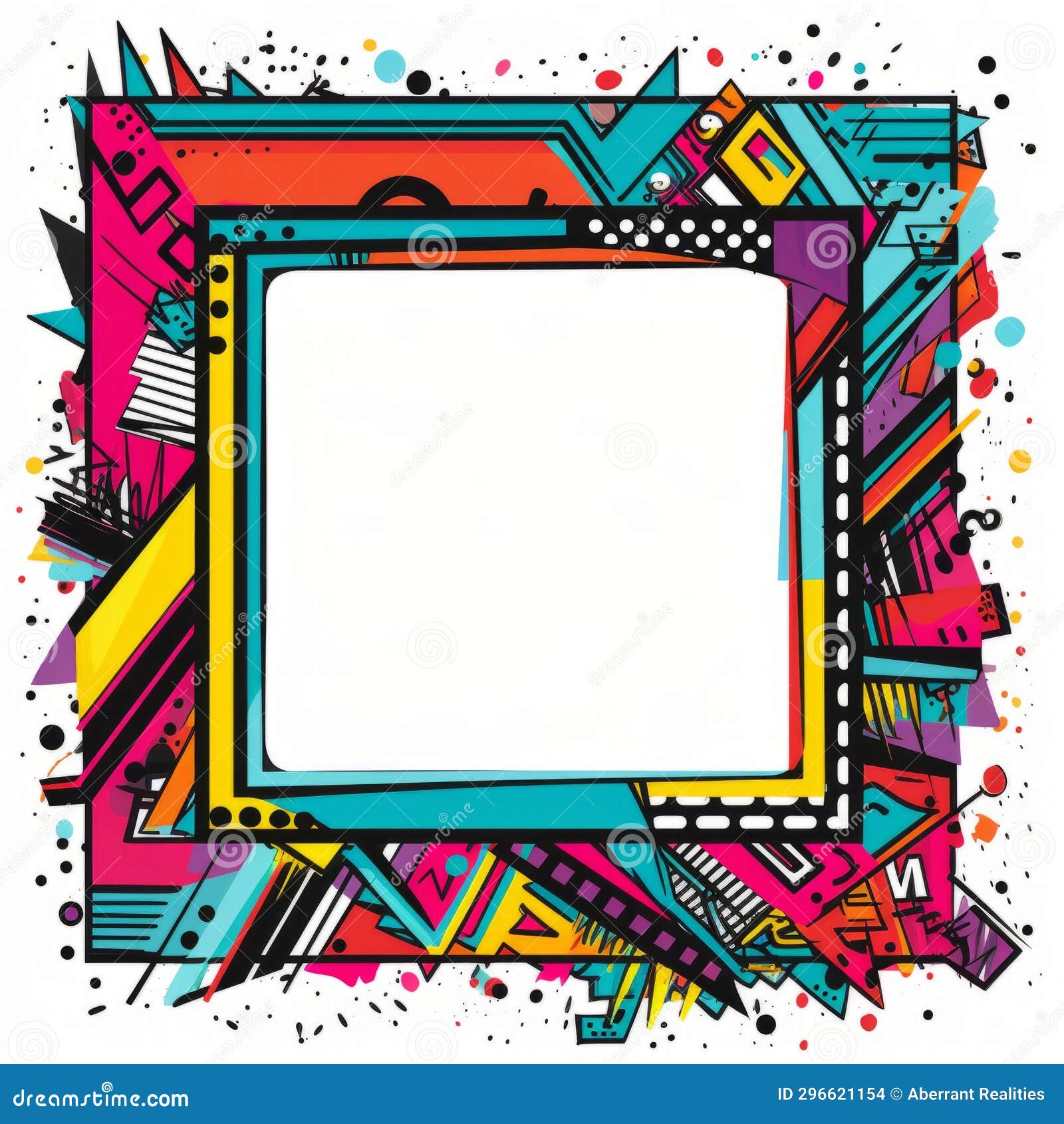 A Colorful Square Frame with an Abstract Design on it Stock ...