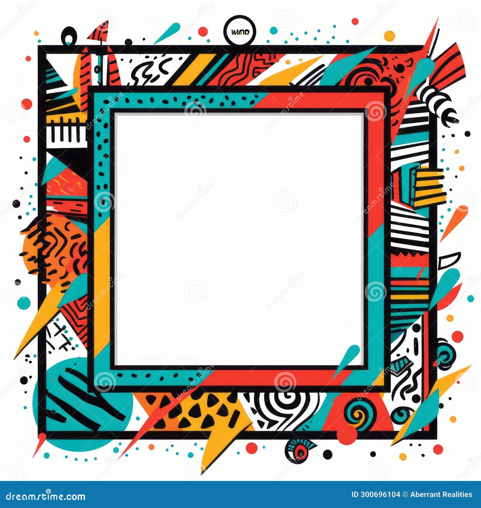 Colorful Square Frame with Abstract Design on White Background Stock ...