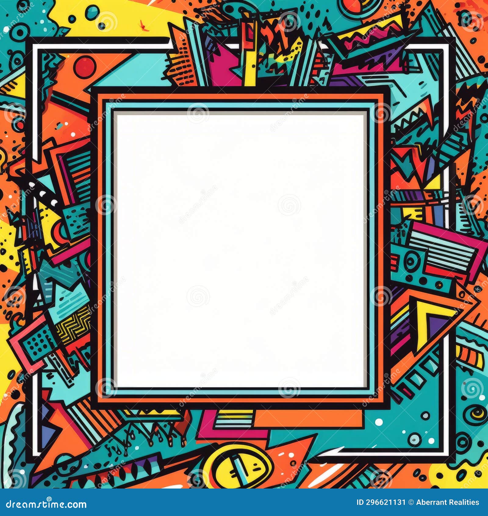 A Colorful Square Frame on a Colorful Background Stock Illustration ...