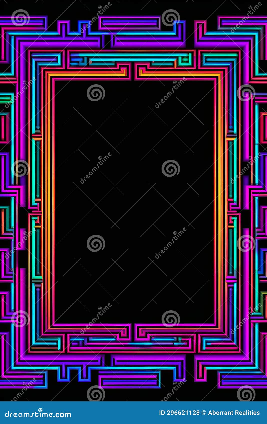 A Colorful Square Frame on a Black Background Stock Illustration ...