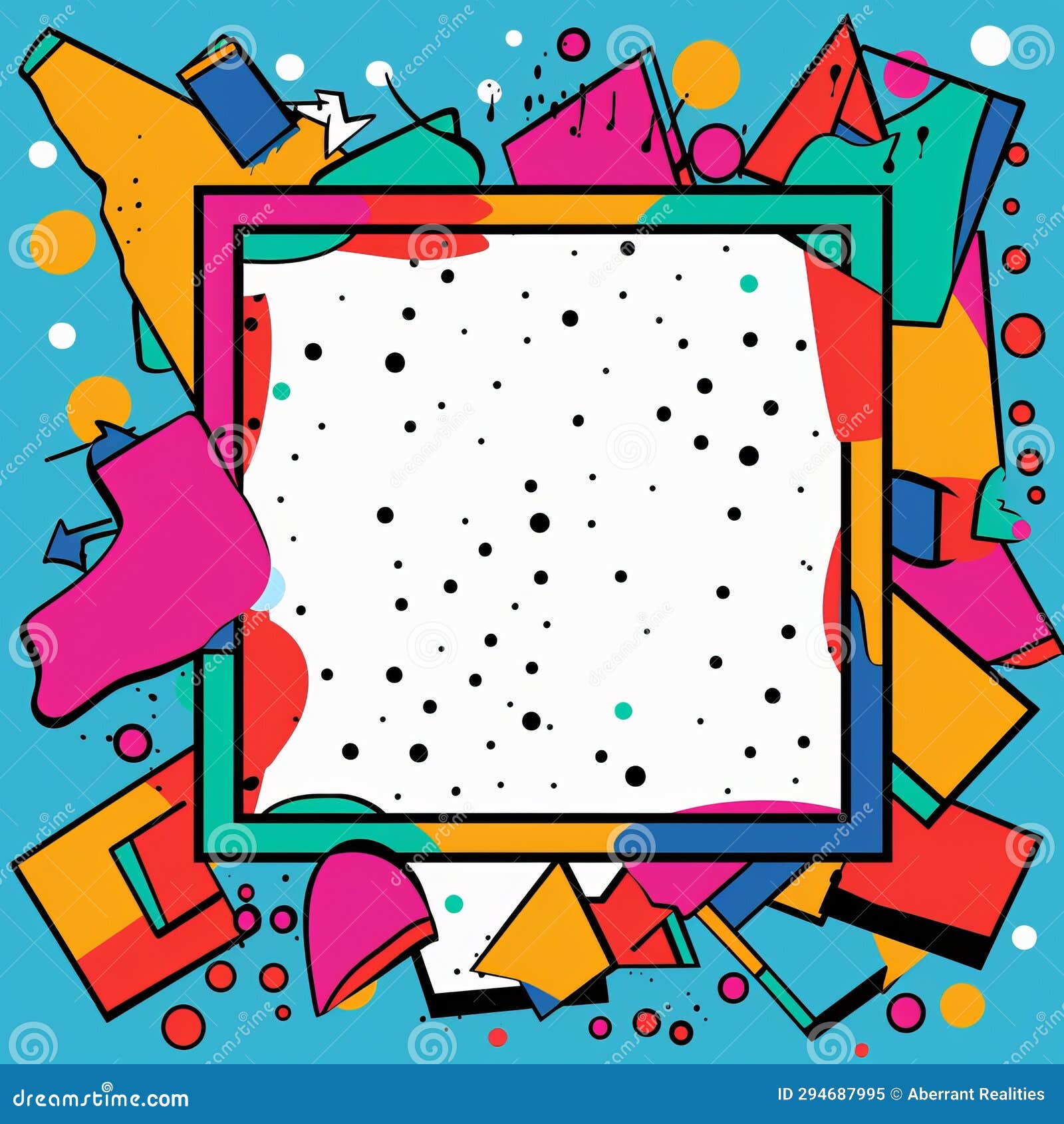 Colorful Square Frame on a Blue Background Stock Illustration ...