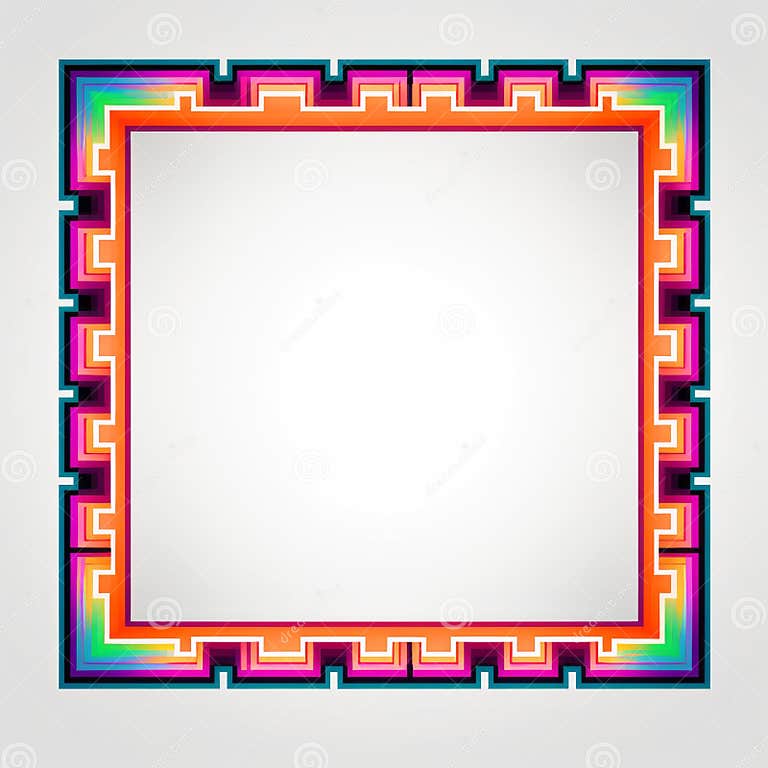 A Colorful Square Frame with a Border in the Middle Stock Illustration ...