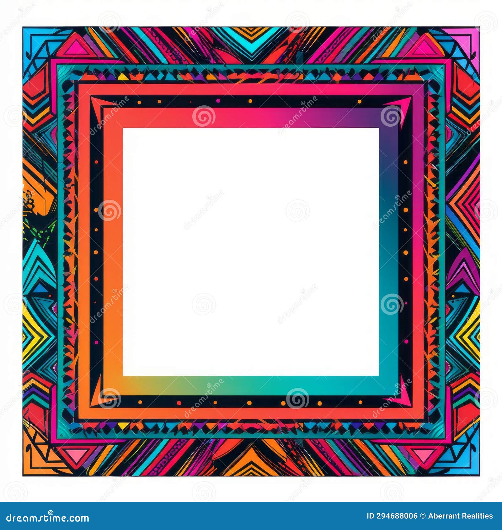 Colorful Square Frame with Geometric Pattern on a White Background ...