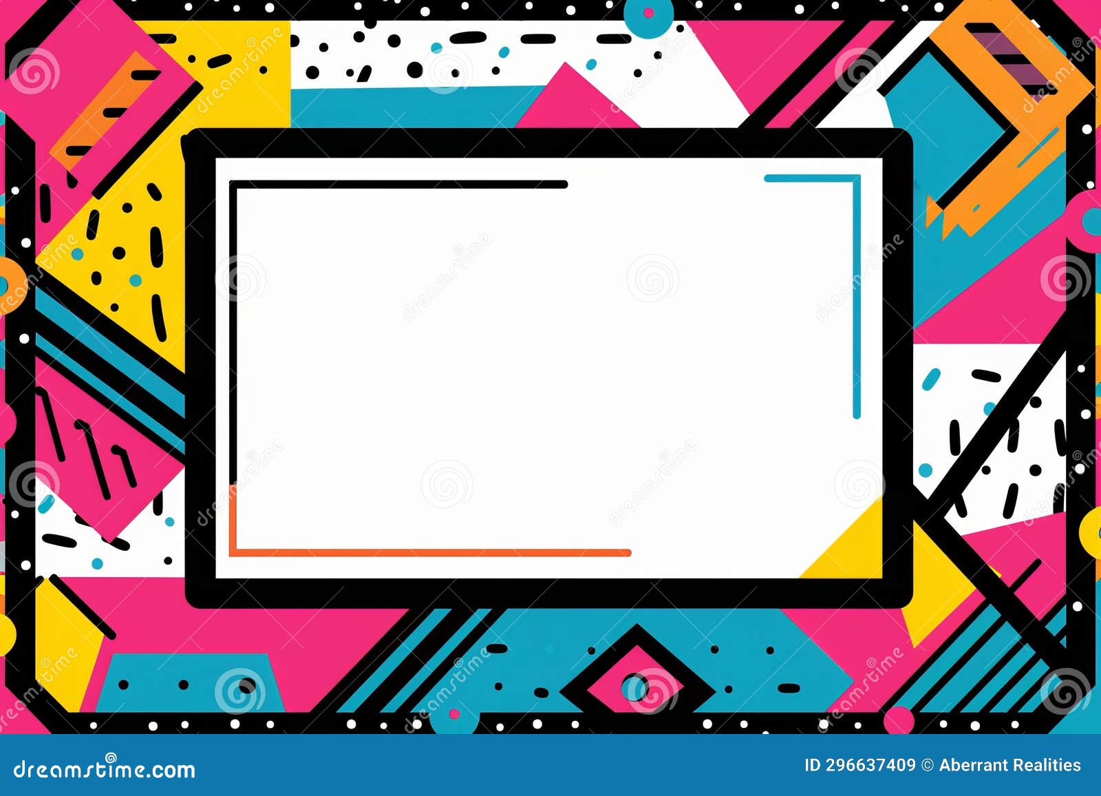 Colorful Square Frame with Geometric Shapes on a Colorful Background ...