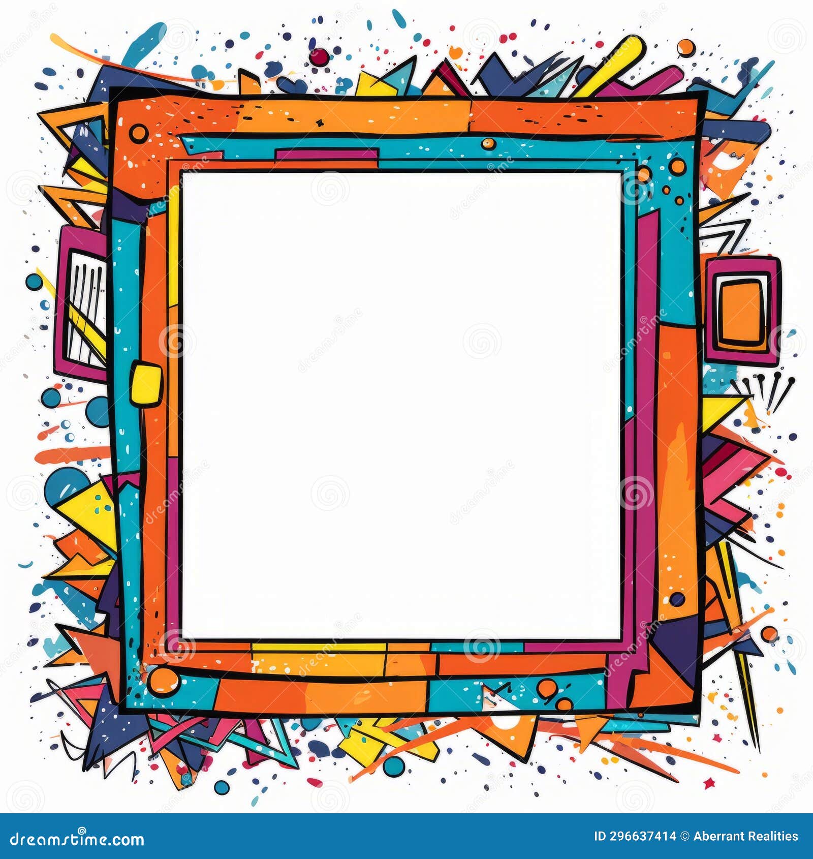 Colorful Square Frame with Graffiti Art on it Stock Illustration ...