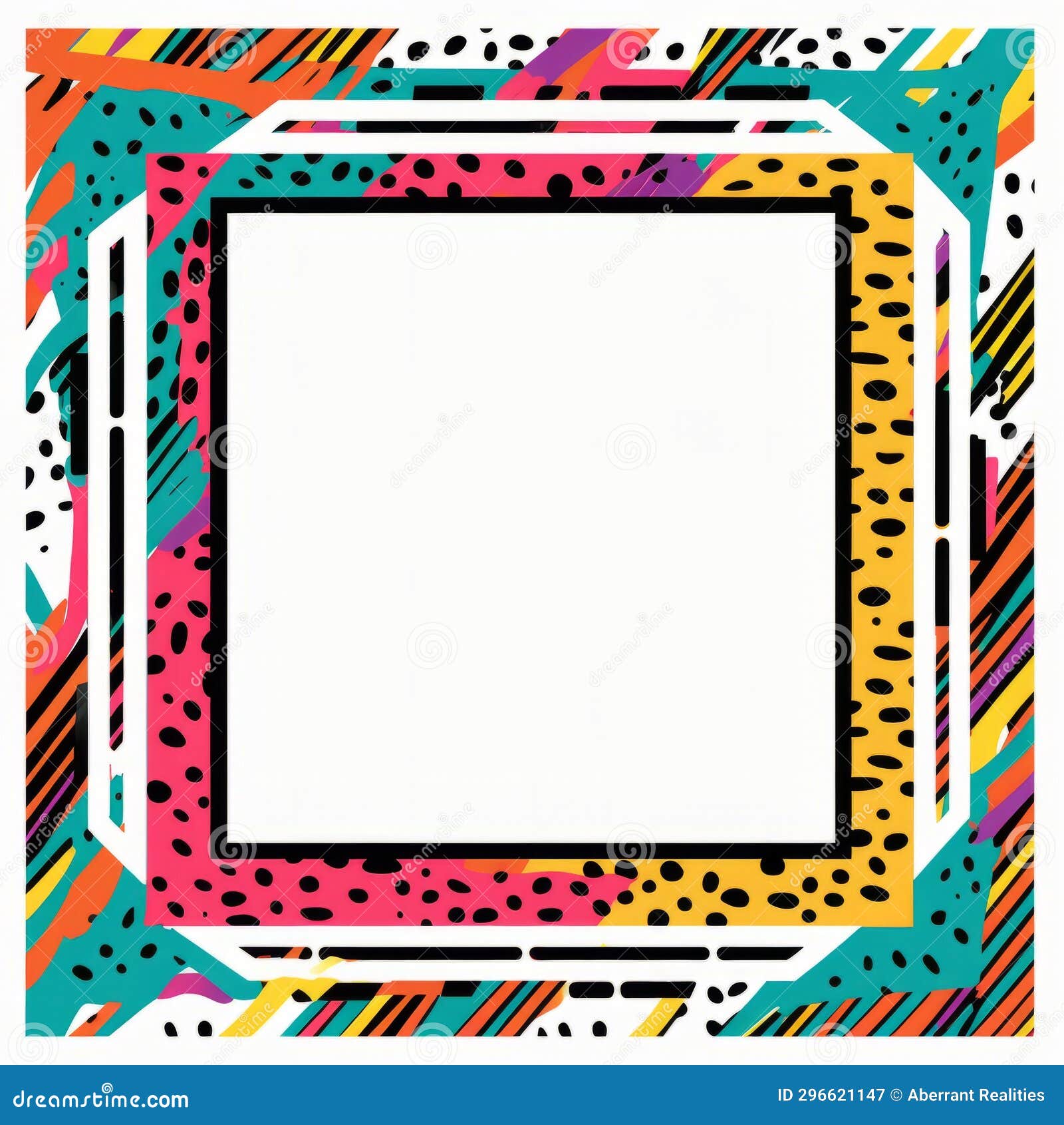 A Colorful Square Frame with a Leopard Print Pattern Stock Illustration ...