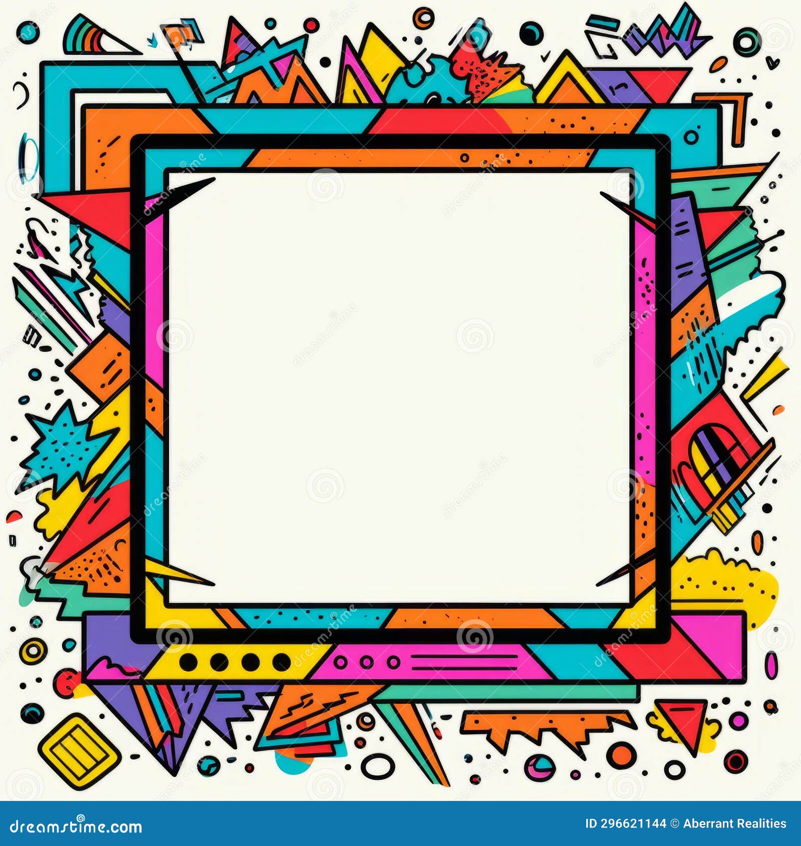 A Colorful Square Frame with a Lot of Different Shapes and Colors Stock ...