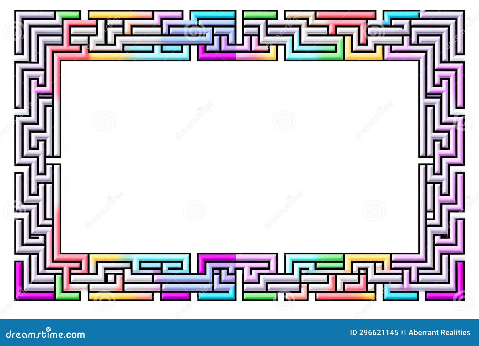 A Colorful Square Frame with a Maze Pattern on it Stock Illustration ...