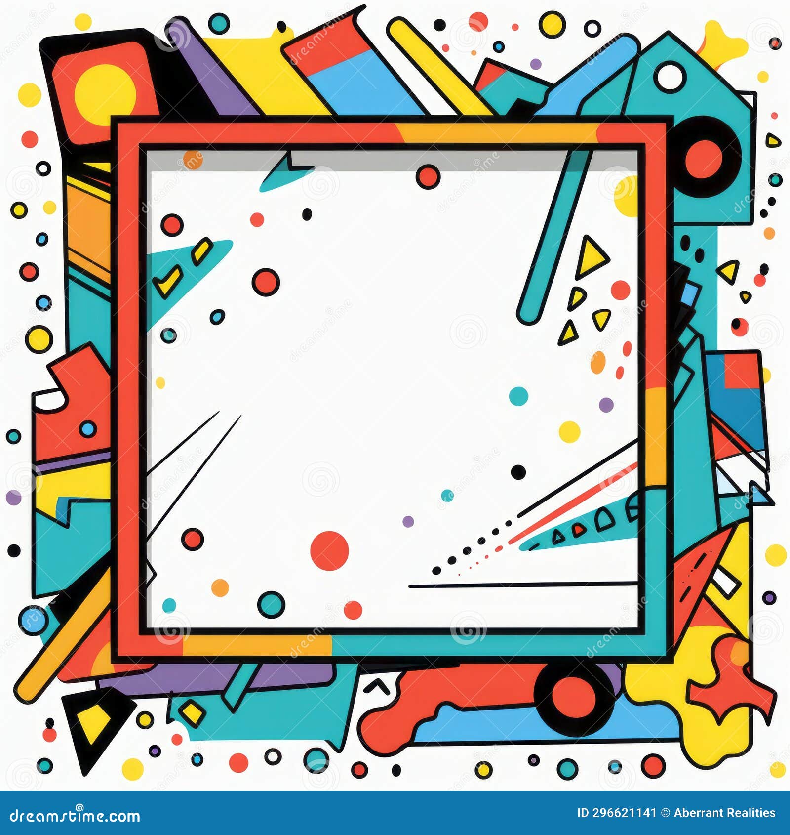 A Colorful Square Frame Surrounded by Various Shapes and Colors Stock ...