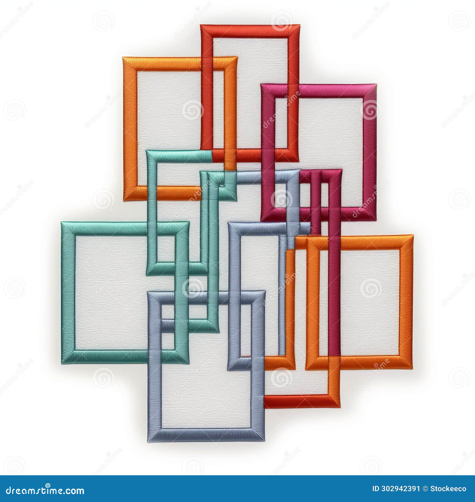 Colorful Square Frames Embroidery Design on White Background Stock ...