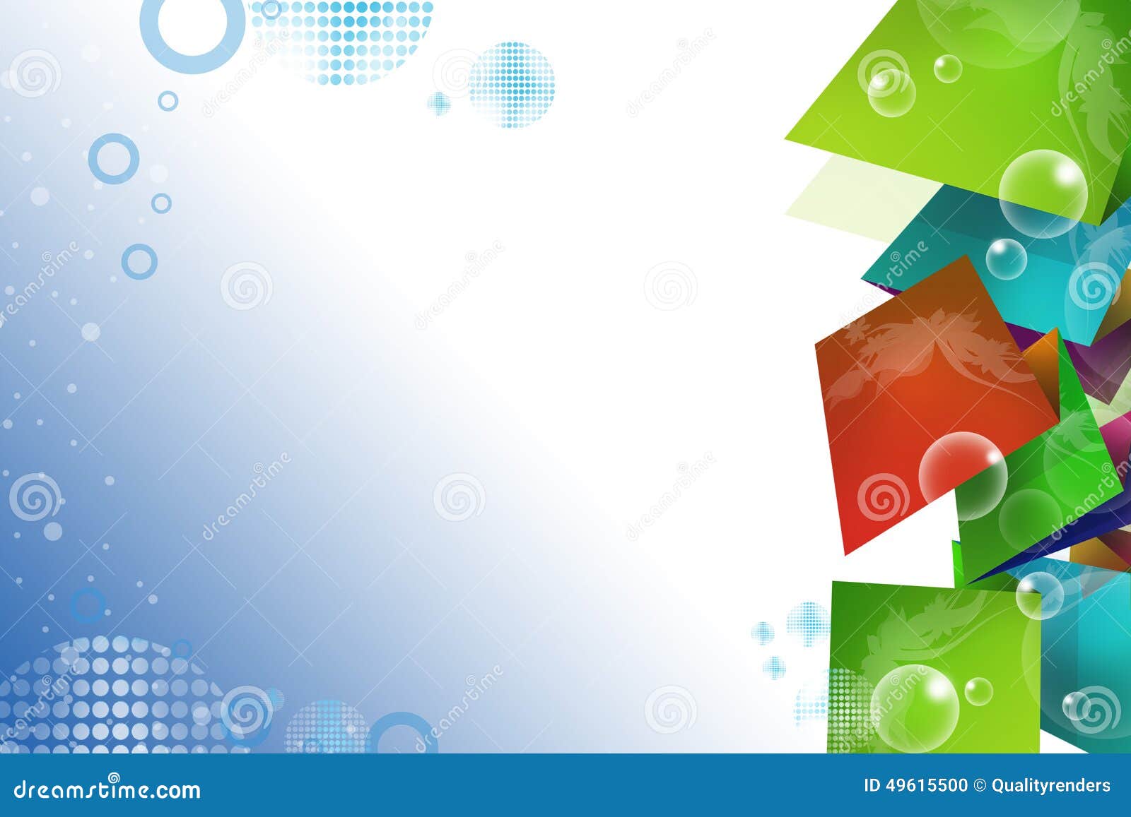 Colorful Square Left Side With Bubble On Right Side, Abstract ...