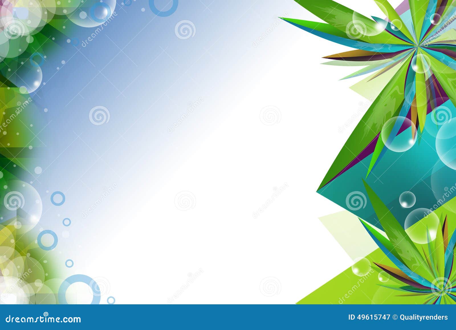 Colorful Square Left Side With Leaves And Bubble On Left Side, Abstract ...