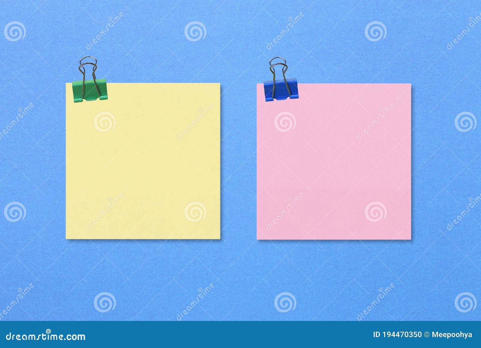 Colorful Square Note Paper on Blue Paper Background Stock Photo - Image ...
