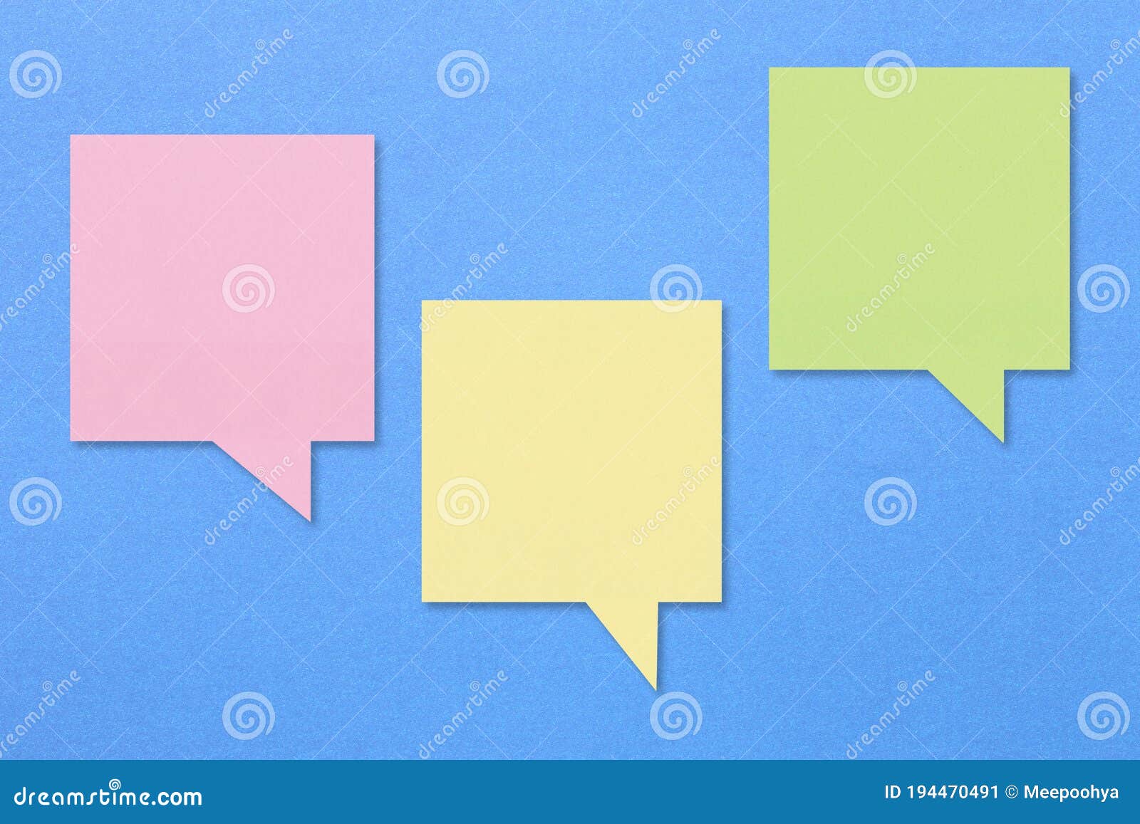 Colorful Square Note Paper on Blue Paper Background Stock Image - Image ...