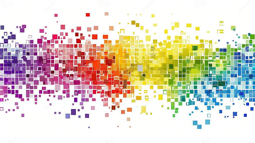 Colorful Square Pixel Pattern on White Background, Tech Design Mosaic ...