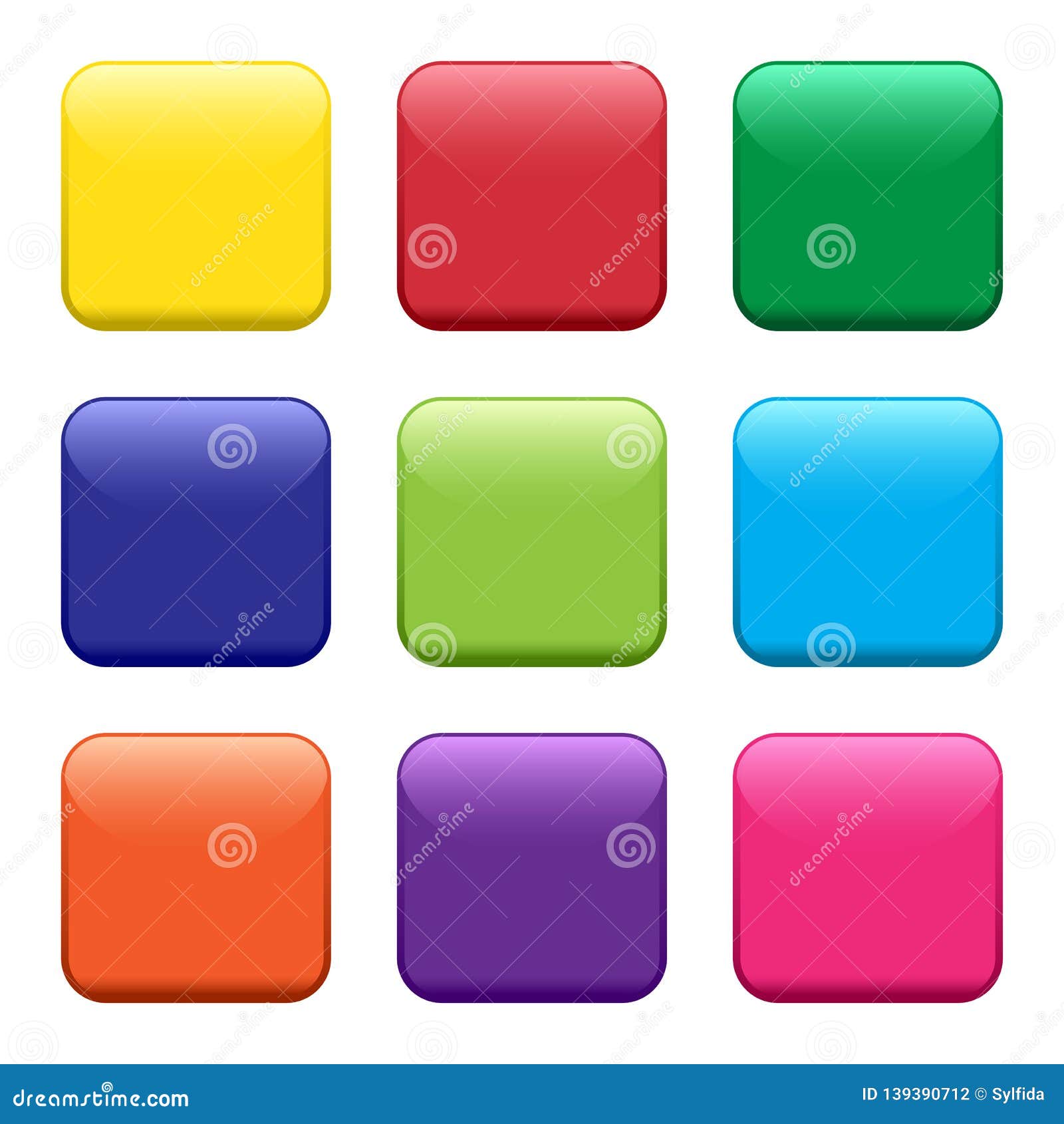 Set of Squared Buttons. Vector Illustration Stock Illustration ...
