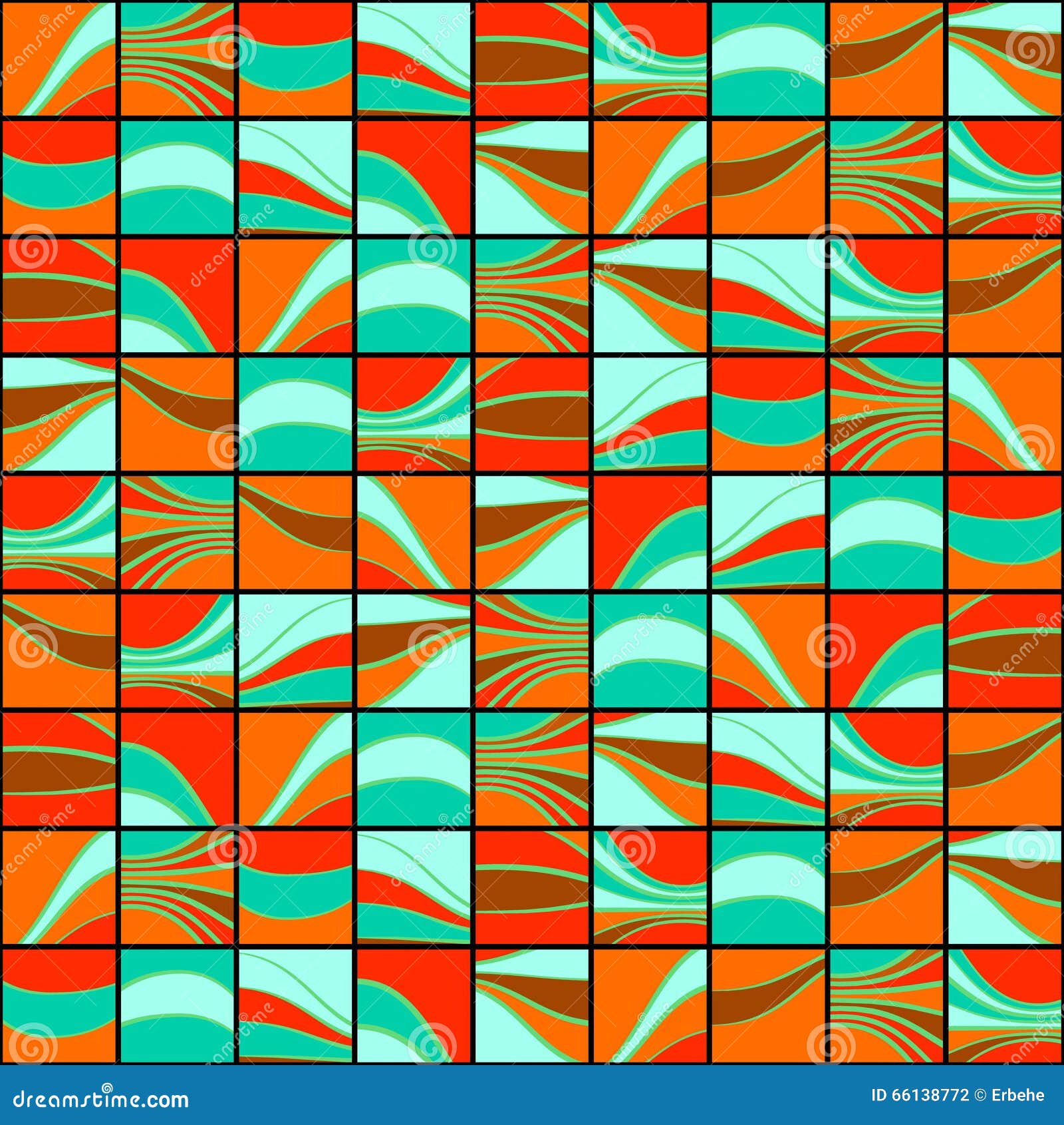 Colorful Squares with Wavy Lines. Seamless Pattern. Stock Vector ...