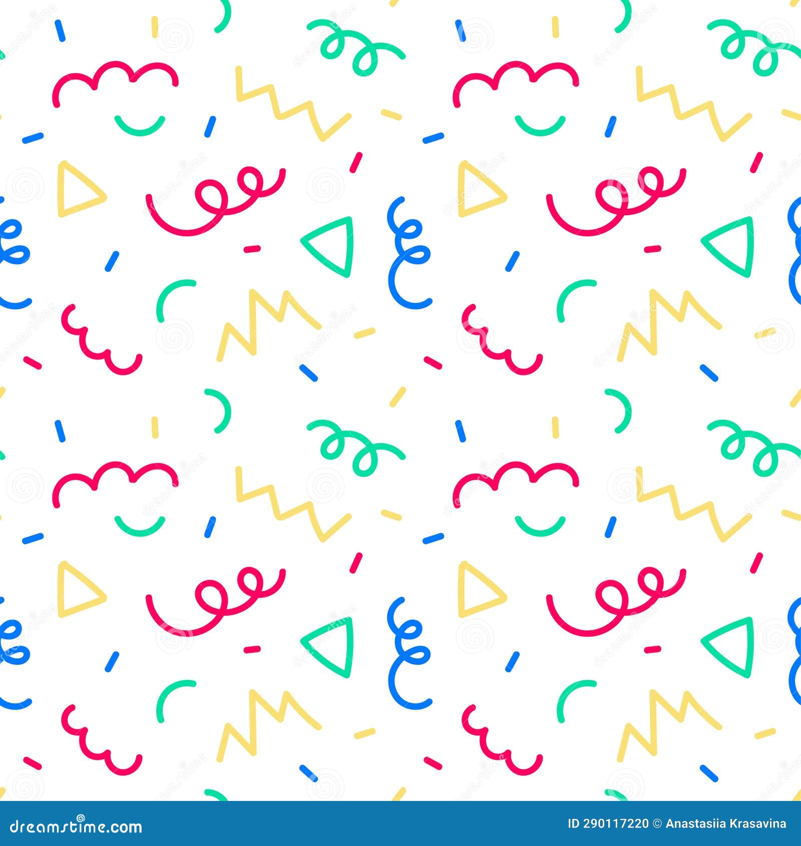 Colorful Squiggle Fun Party Seamless Pattern. Stock Illustration ...