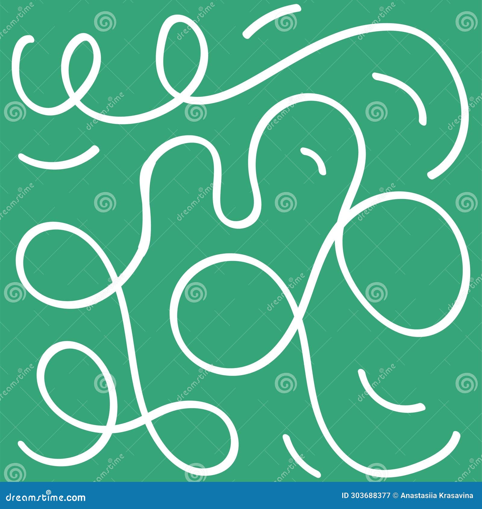 Colorful Squiggle Line Doodle Green, White Pattern. Creative Minimalist ...