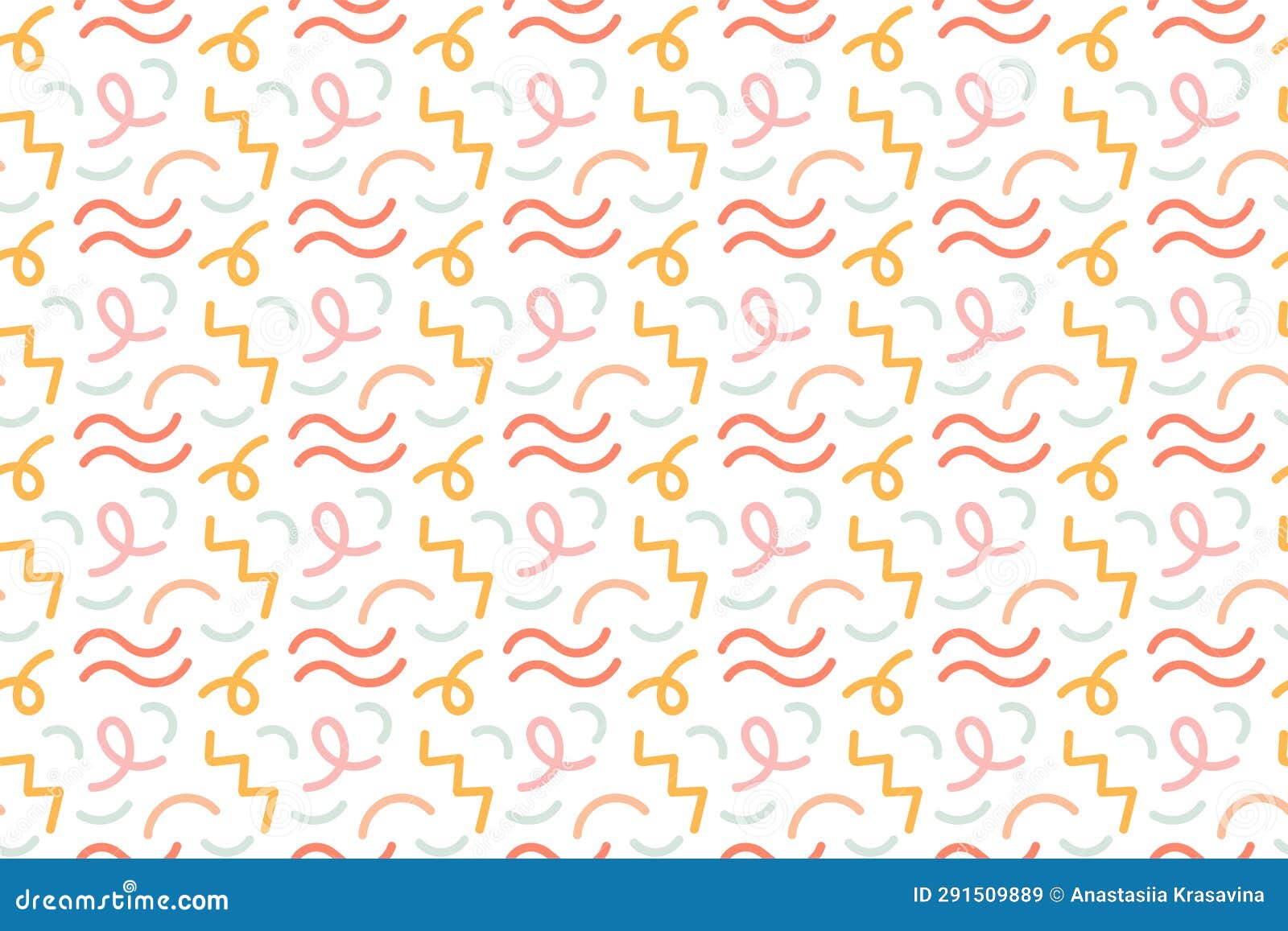 Colorful Squiggle Print with Soft Pastel Seamless Pattern. Stock Vector ...