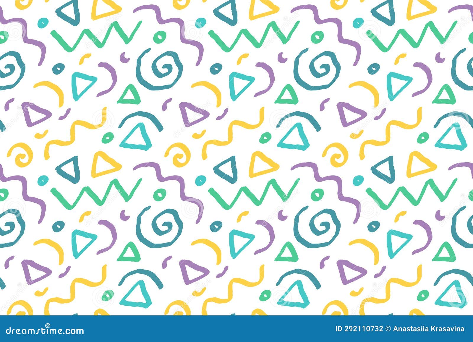 Colorful Squiggle Print with Soft Pastel Seamless Pattern. Stock ...