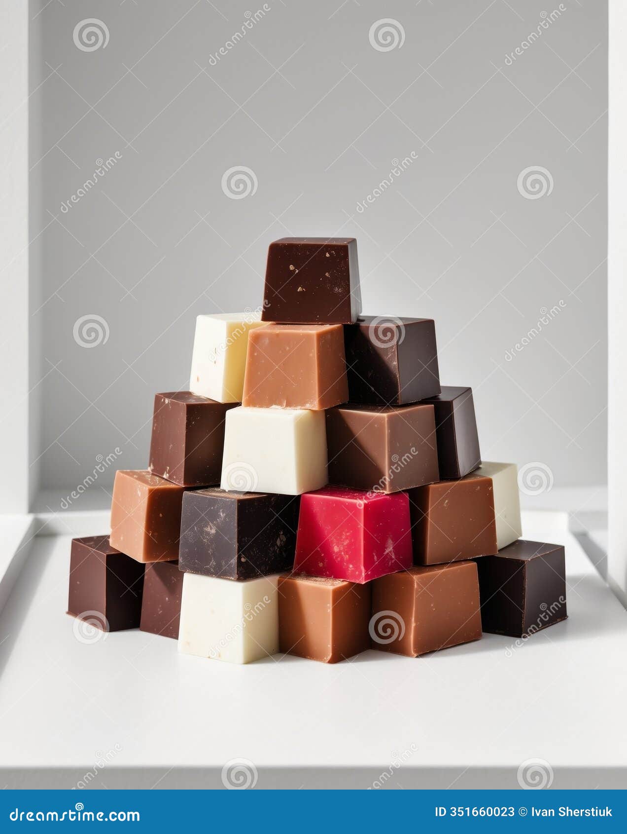 A Colorful Stack of Assorted Chocolate Cubes Stock Image - Image of ...