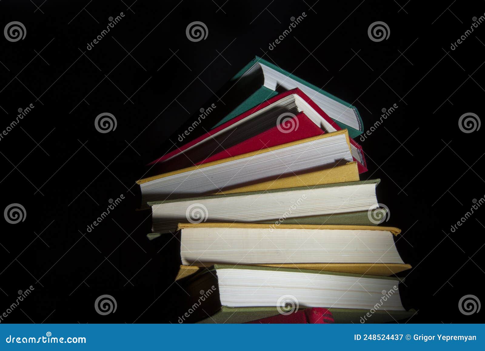 Stack of Books on Black Background Stock Image - Image of background ...