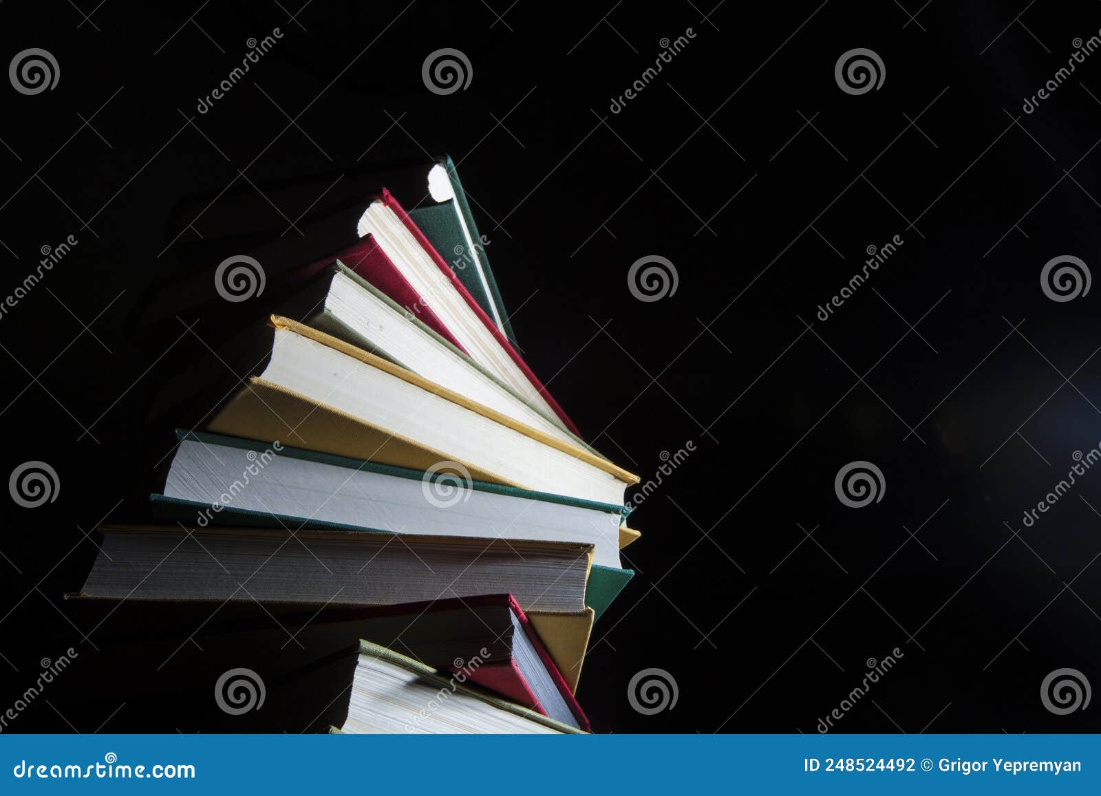 Stack of Books on Black Background Stock Photo - Image of background ...