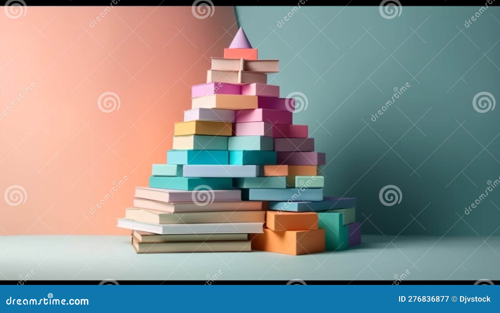 A Colorful Stack of Books Under Tree Generated by AI Stock Illustration ...