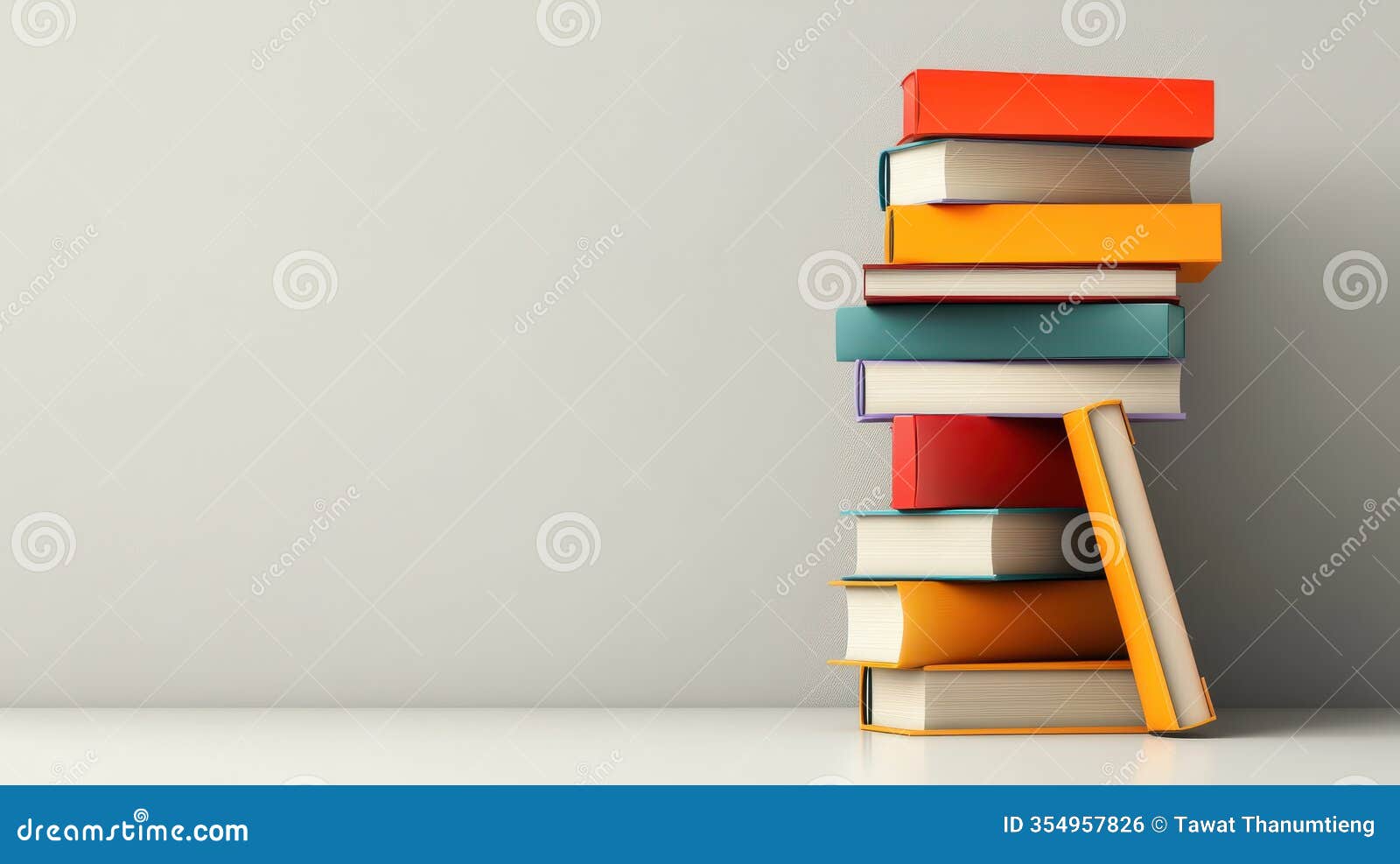 Colorful Stack of Books on White Background, Visual Representation of ...