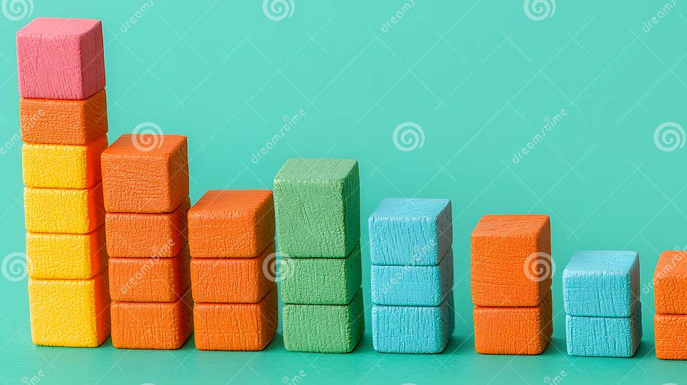 Colorful Stack of Building Blocks Showing Growth Trend. Stock ...
